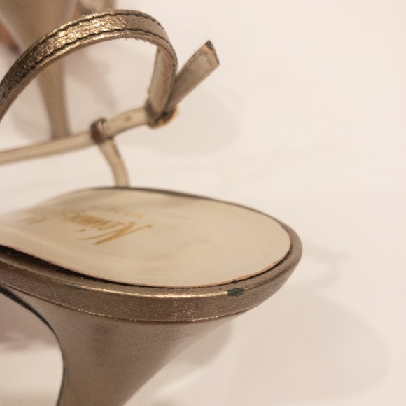 Neiman Marcus | Shoes | Neiman Marcus Metallic Gold Strappy High Heels ...